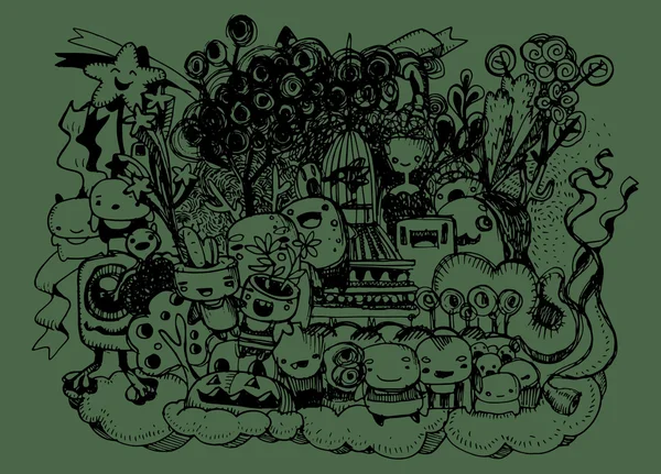 Vector illustration of Monsters and cute alien friendly Stock Vector by ...