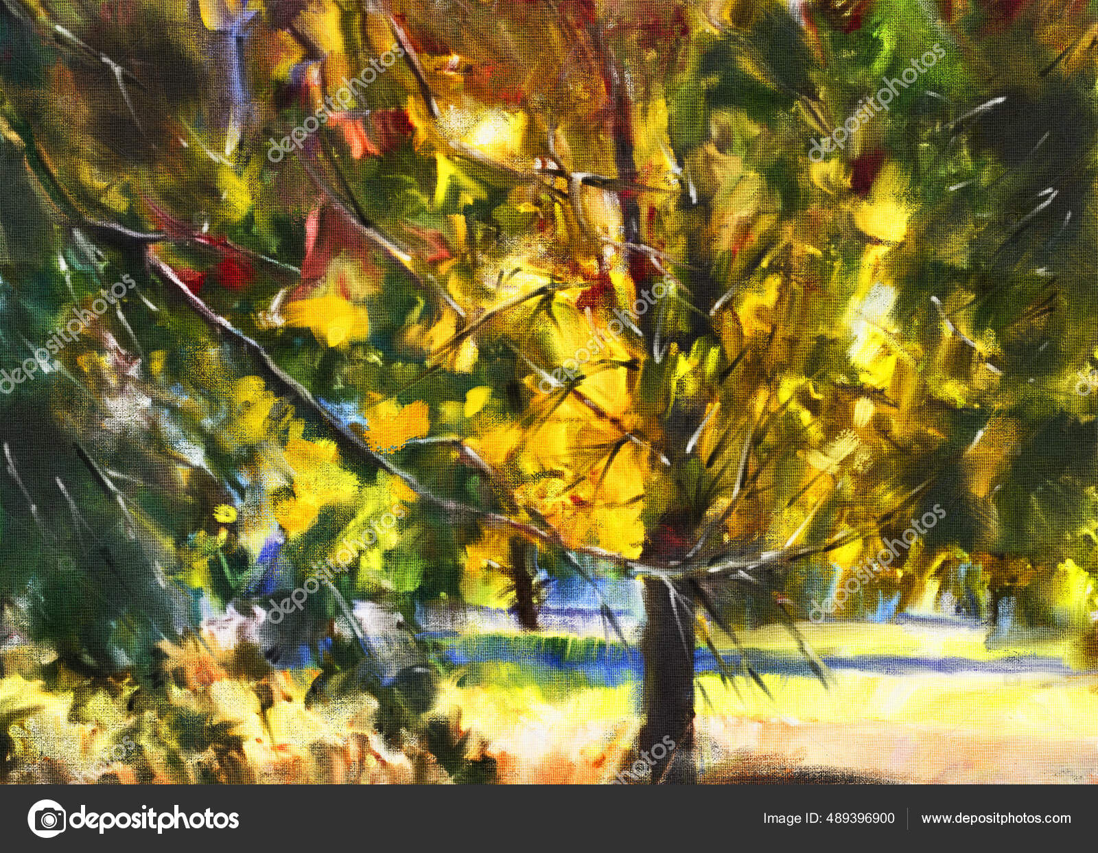 Abstract Impressionism Autumn Landscape Modern Painting Hand Drawn ...