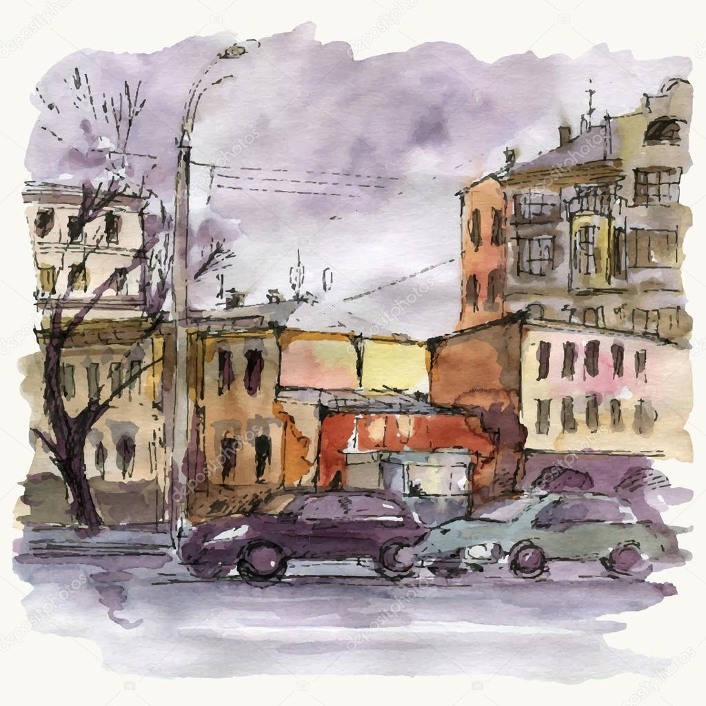 Sketch ink City landscape Stock Vector Image by ©tiff20 #78077048