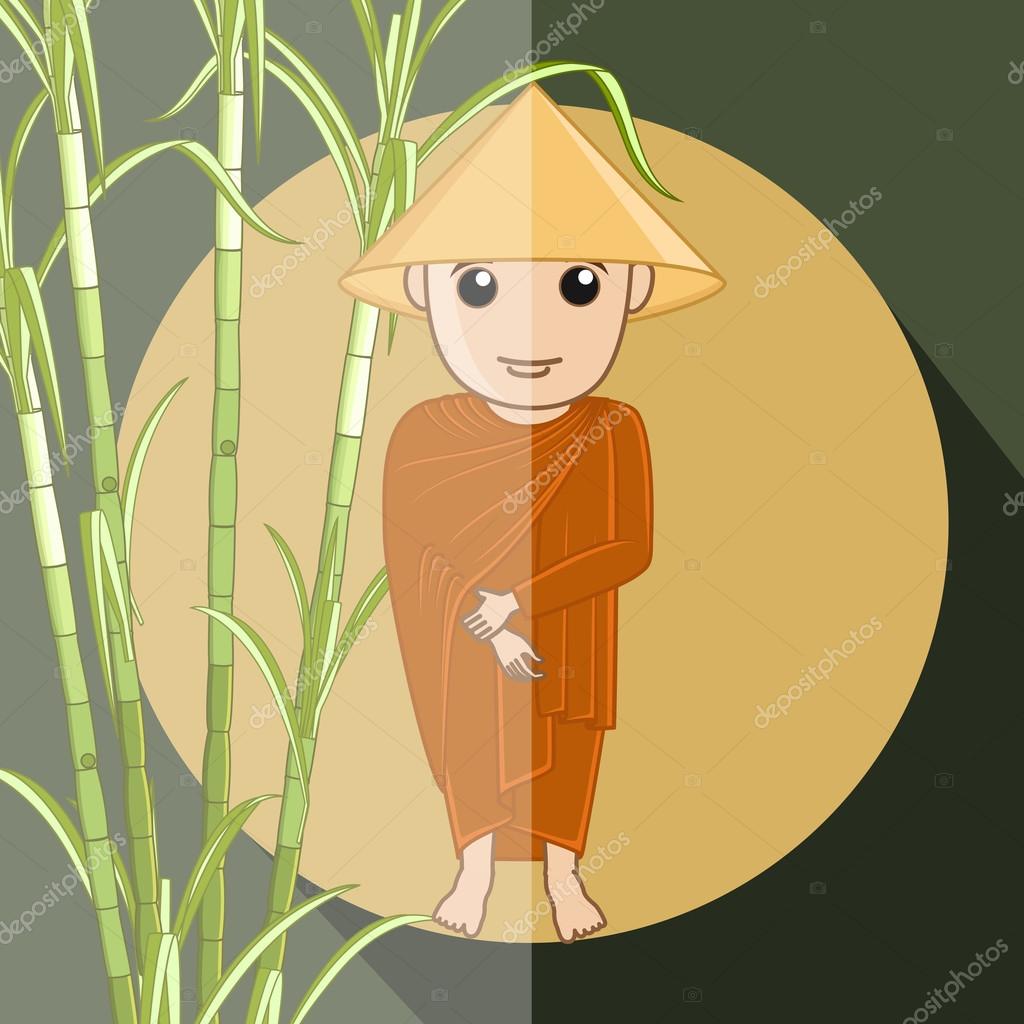 Japanese Devotee Monk Illustration Stock Vector by ©baavli 124675666