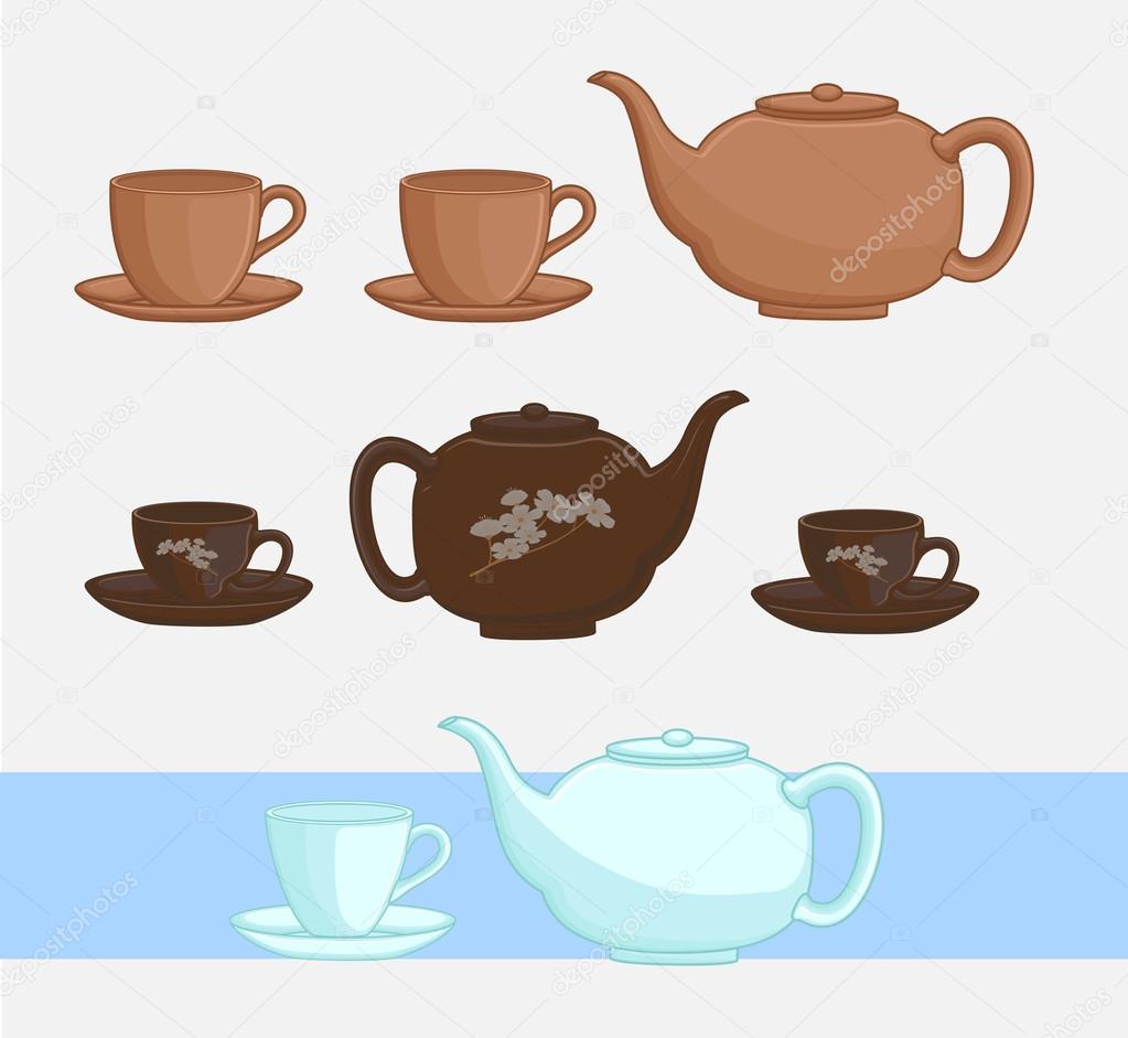 Japanese Teapot and Cups Vector Stock Vector Image by ©baavli #124699204