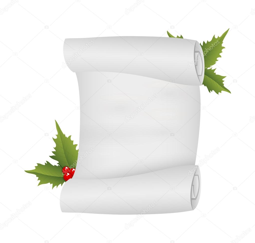 Holiday Parchment Scroll with Holy Leaves Stock Vector Image by ©baavli ...