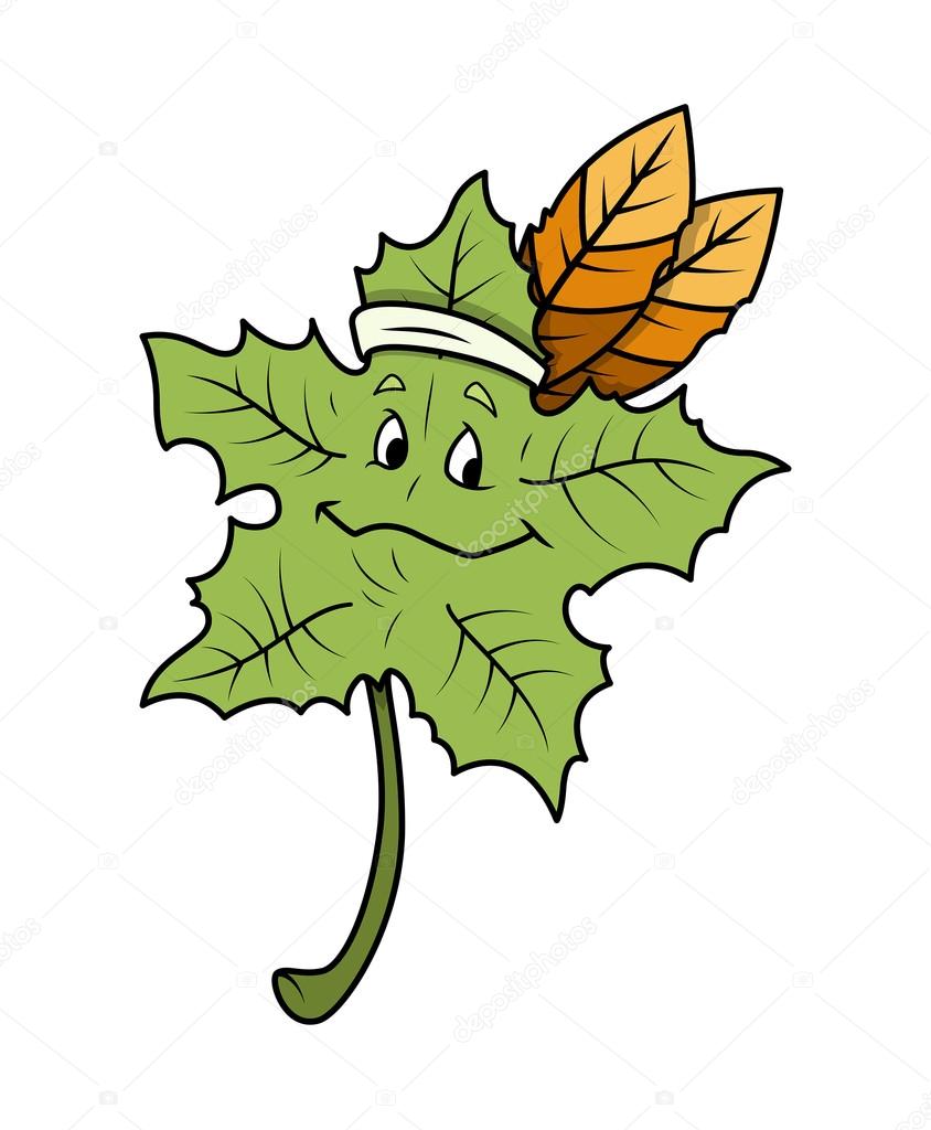 Cartoon Leaf Happy Face Vector — Stock Vector © baavli #63099421