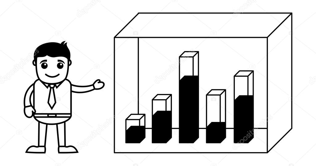 Cartoon Man with Graph - Business Cartoon Character Vector Stock Vector ...