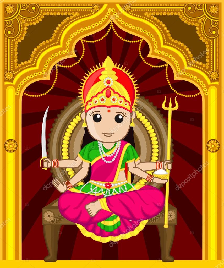 Maa Santoshi - Cartoon Indian Goddess Stock Vector Image by ©baavli ...
