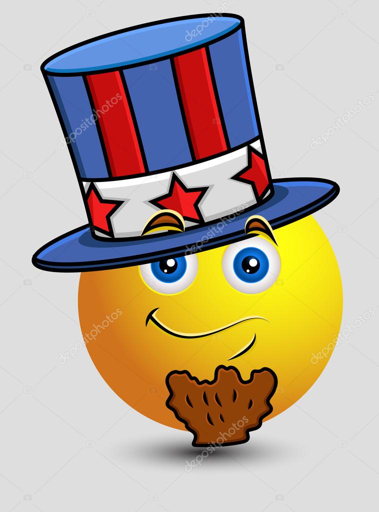 4 de Julho Tio Sam Emoji Smiley Emoticon Vetor de stock de ©baavli 98041432