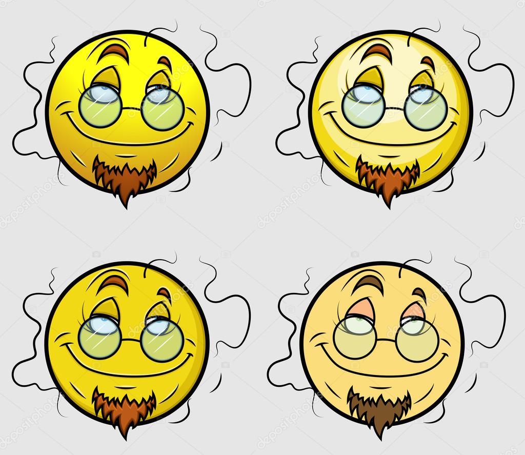 Lazy Dumb Adult Happy Professor Smiley Character Face Expression Vector ...