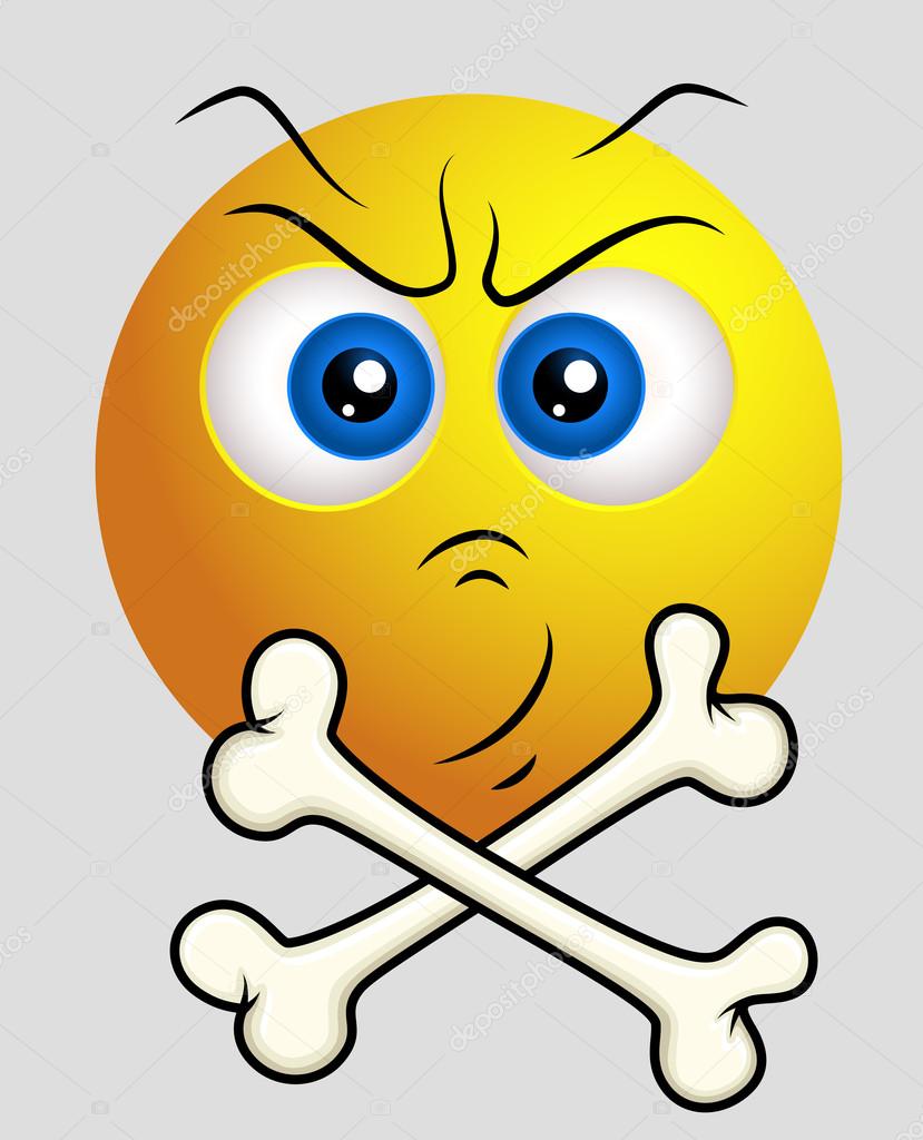 Danger Angry Crossed Bones Emoji Smiley Emoticon Stock Vector by ...