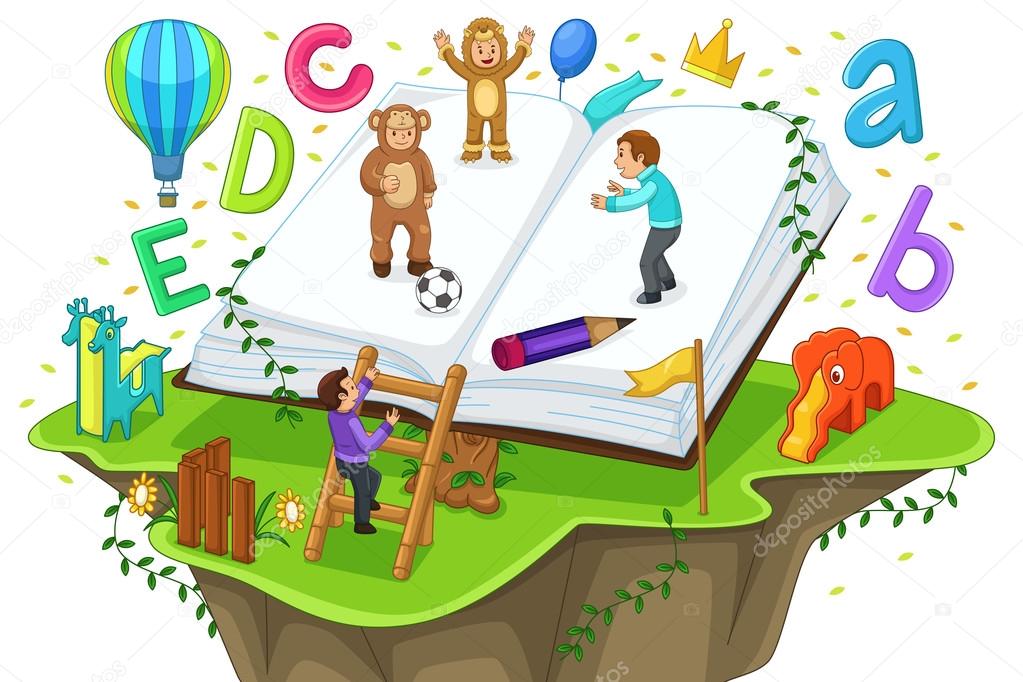 Kids Playing and Reading Stock Vector Image by ©artisticco #116415414