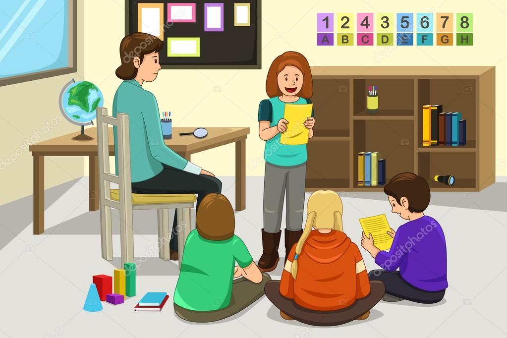 A vector illustration of student doing presentation in front of the ...