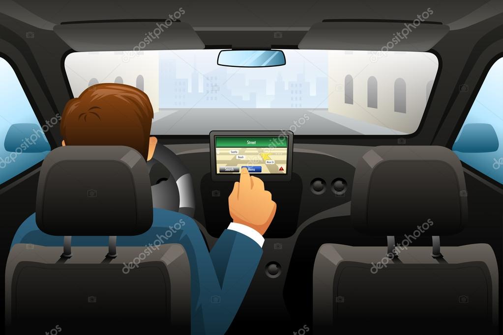 Driving man using GPS to find a location Stock Vector Image by ... Driving man using GPS to find a location Stock Vector Image by ...