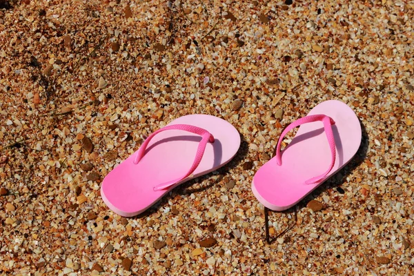 Pink Flip Flops on Sandy Beach — Stock Photo © rojoimages #2823744
