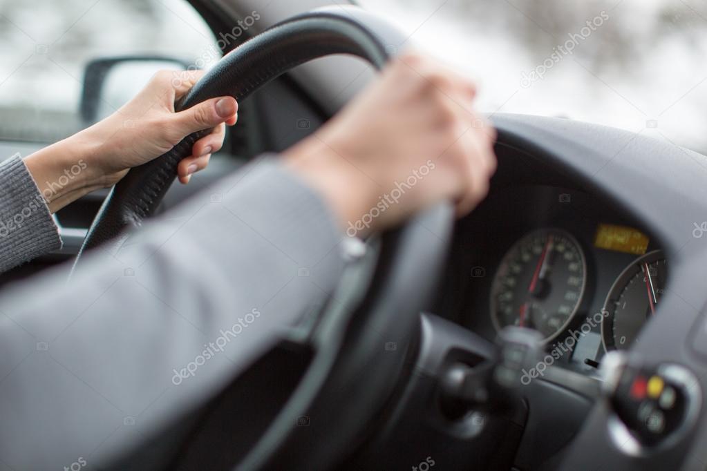 Driver's hands driving a car on a highway — Stock Photo © lightpoet ...