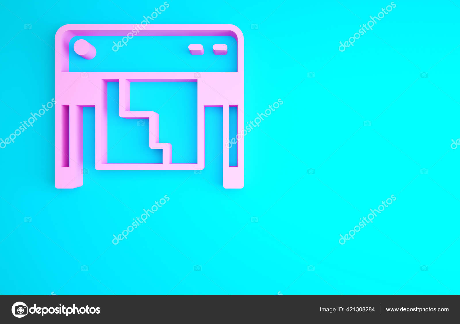 Pink Plotter Icon Isolated Blue Background Large Format Multifunction ...