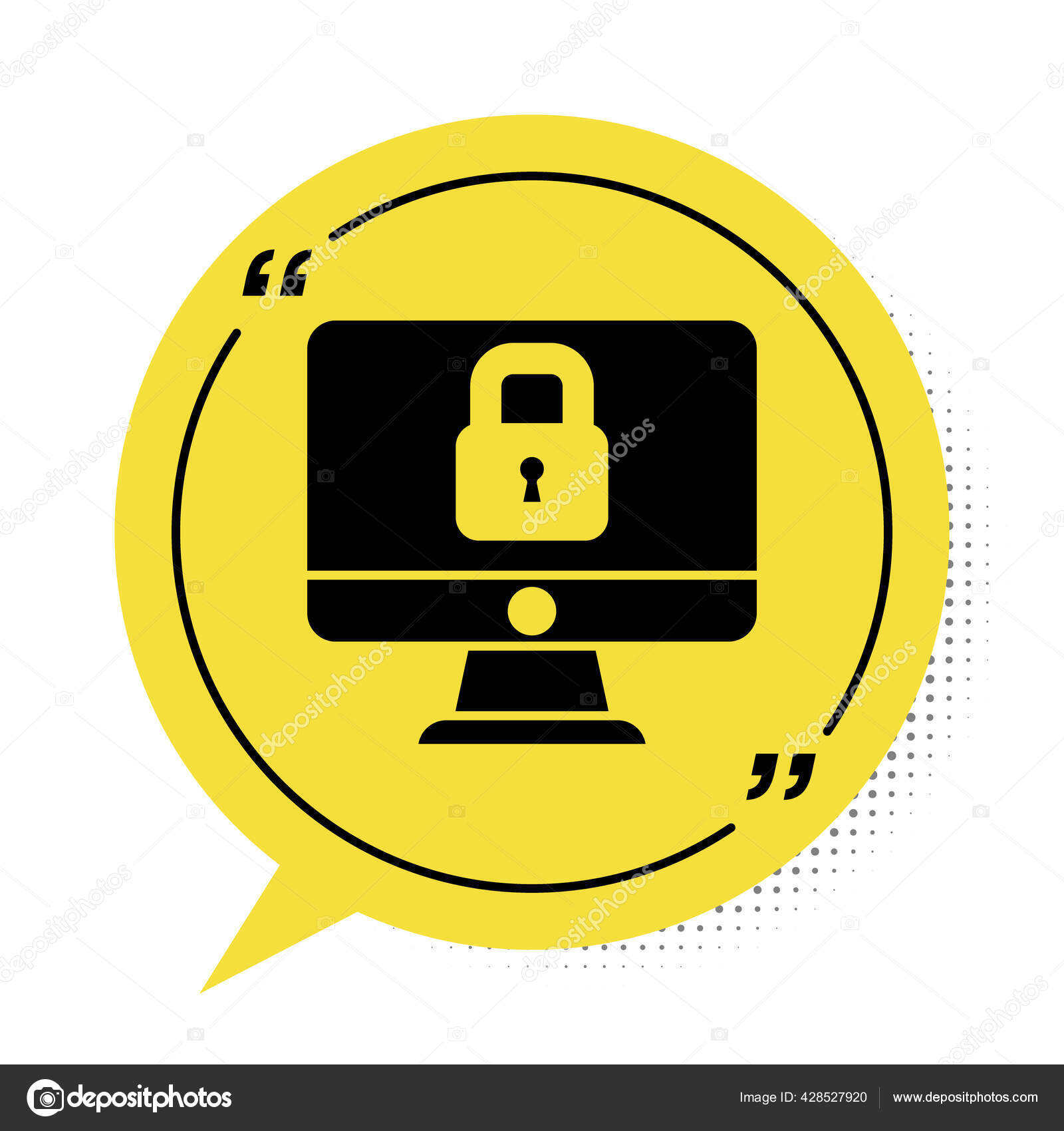 Black Lock Computer Monitor Screen Icon Isolated White Background Security Stock Vector Image by ...