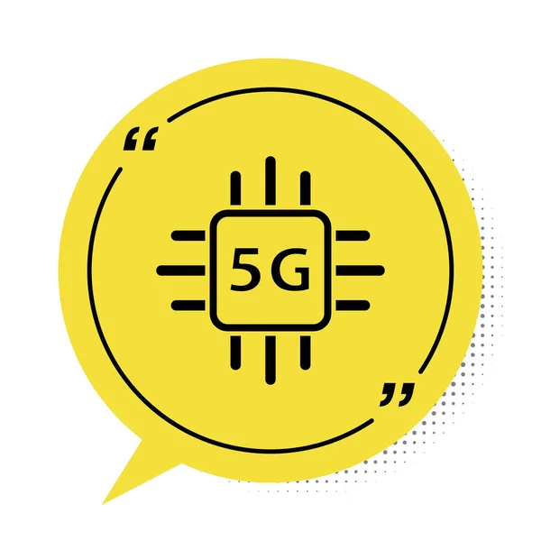 Black Computer processor with microcircuits CPU icon isolated on white background. Chip or cpu ...