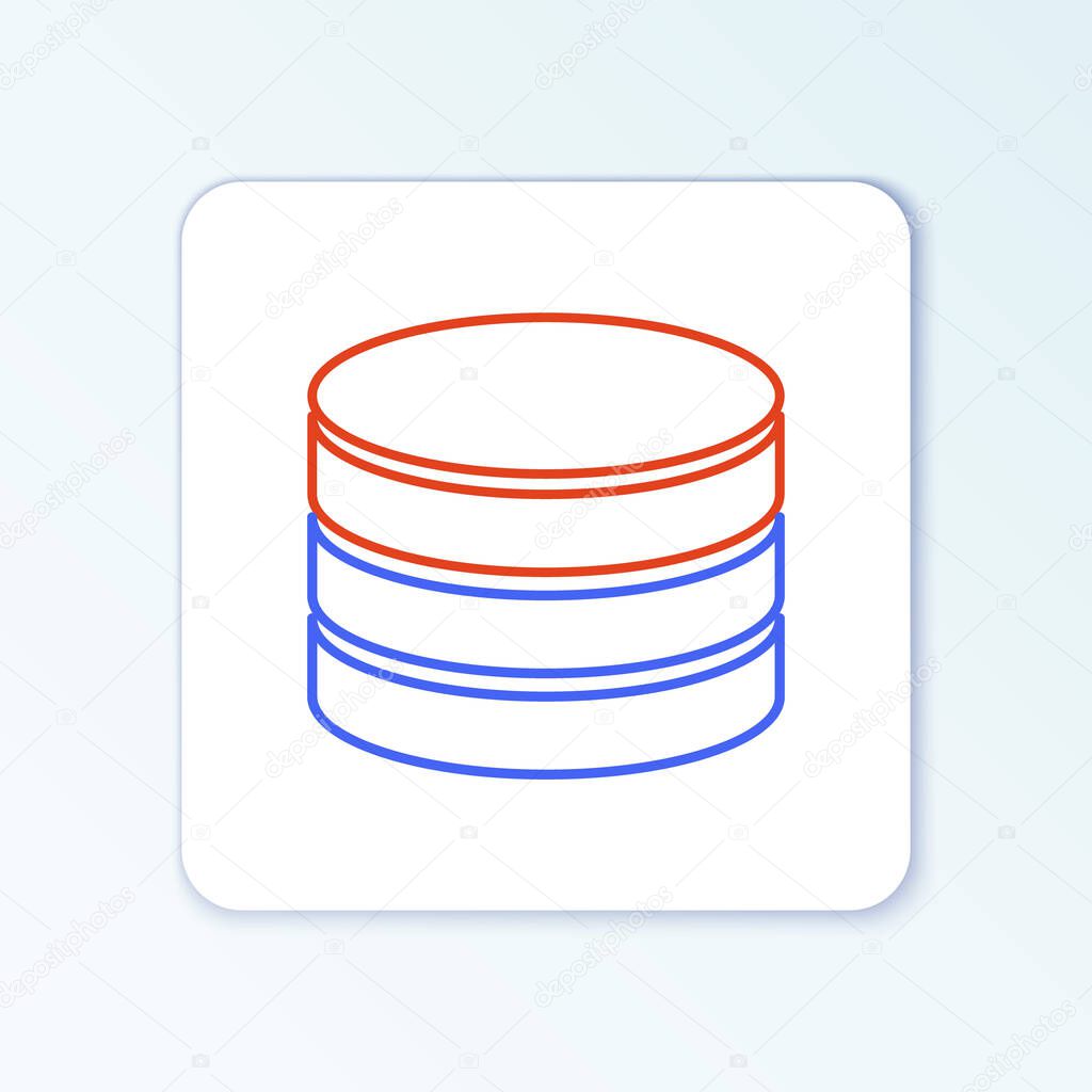 Icono de base de datos en línea aislado sobre fondo blanco. Bases de datos de red, disco con ...