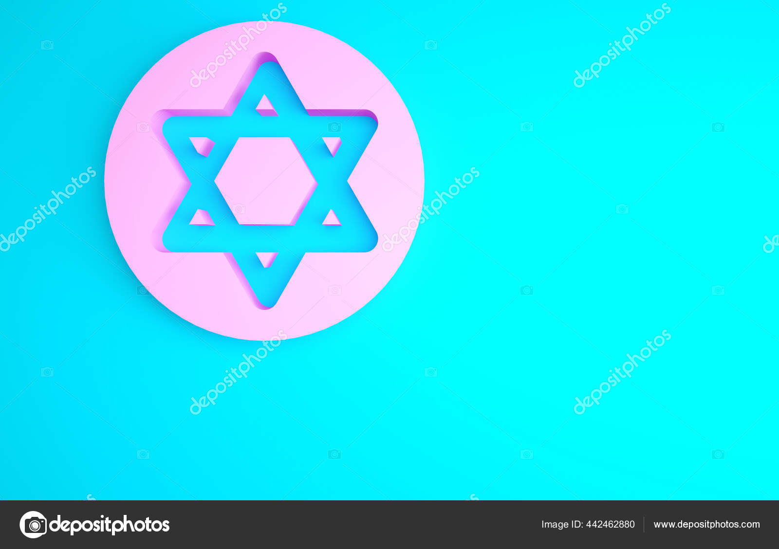Pink Star David Icon Isolated Blue Background Jewish Religion Symbol ...
