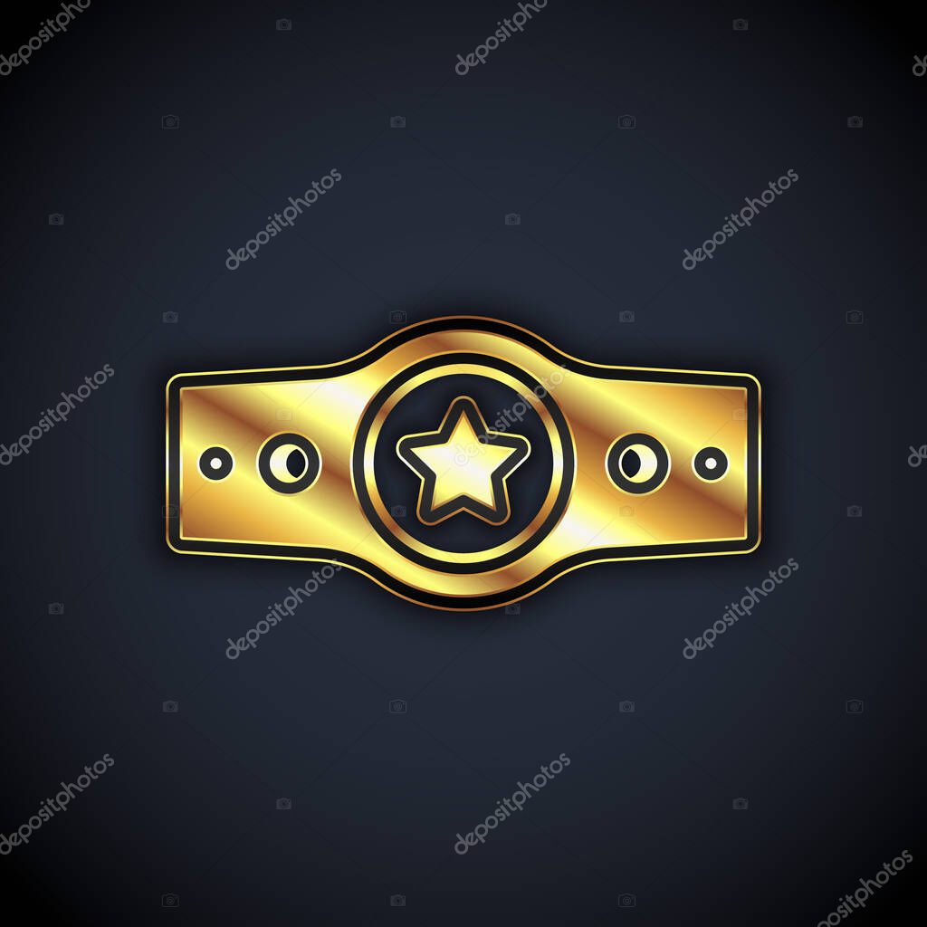 Icono de cintur n de boxeo dorado aislado sobre fondo negro. Cintur n de boxeo ganador del ...