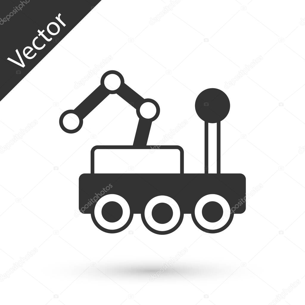 Icono del rover gris de Marte aislado sobre fondo blanco. Space rover ...