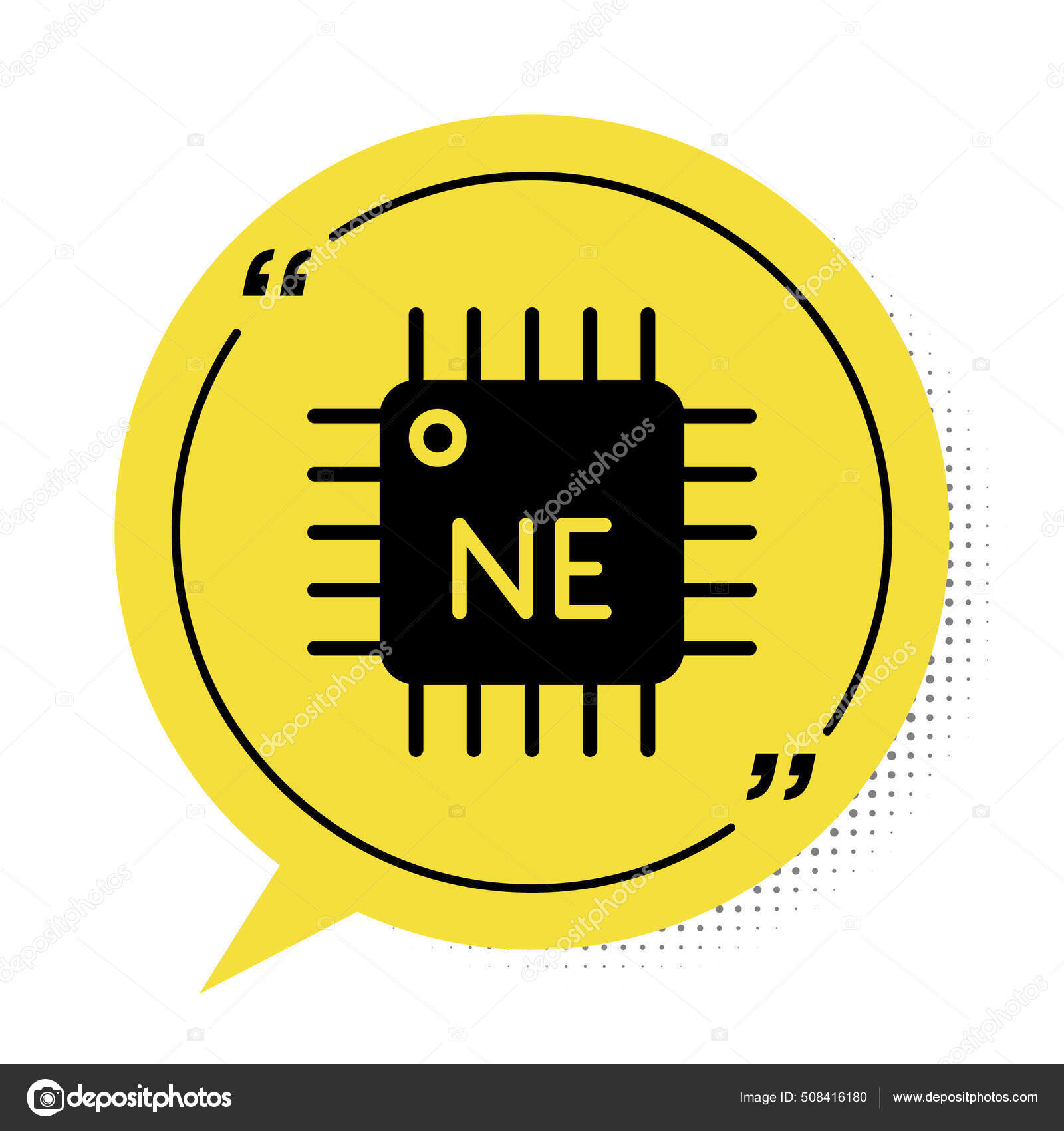 Black Computer processor with microcircuits CPU icon isolated on white background. Chip or cpu ...