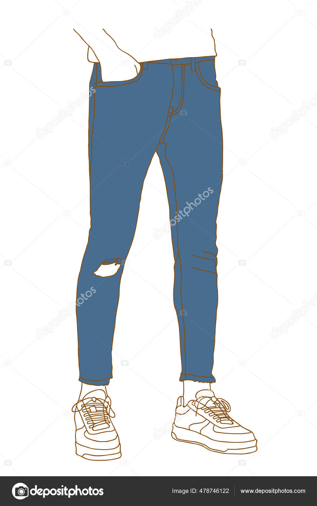 Pantaloni Jeans Jeans Vista Frontale Illustrazione Del Fumetto Singolo ...