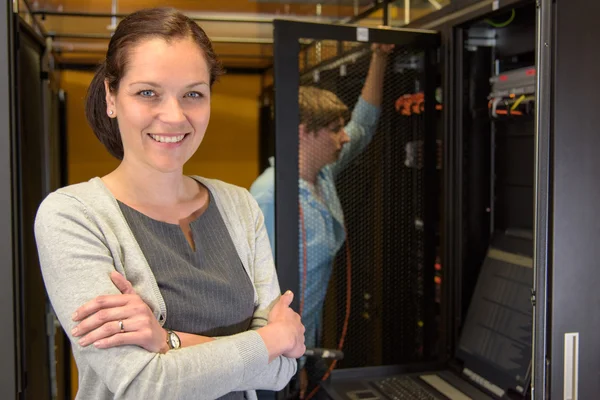 Woman datacenter manager in server room — Stock Photo © CandyBoxImages ...