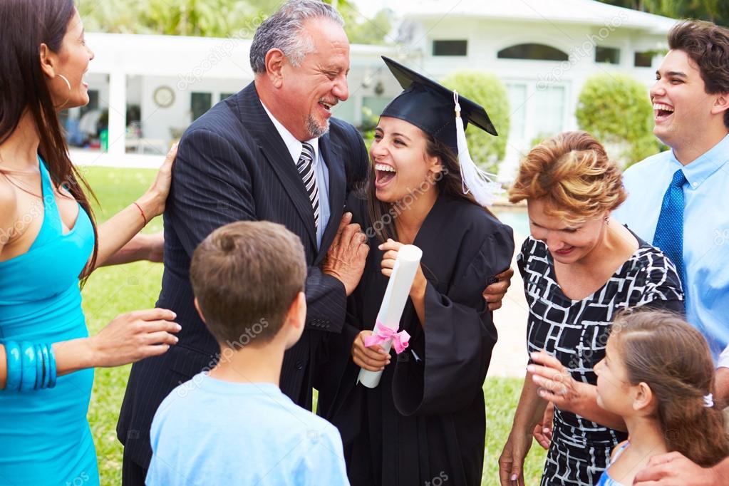 Hispanic Student And Family Celebrating Graduation — Stock Photo ...