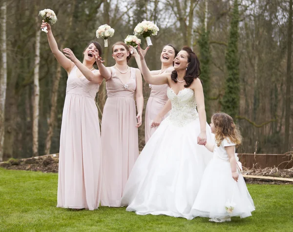Bride With Bridesmaids On Wedding - Stock Image - Everypixel