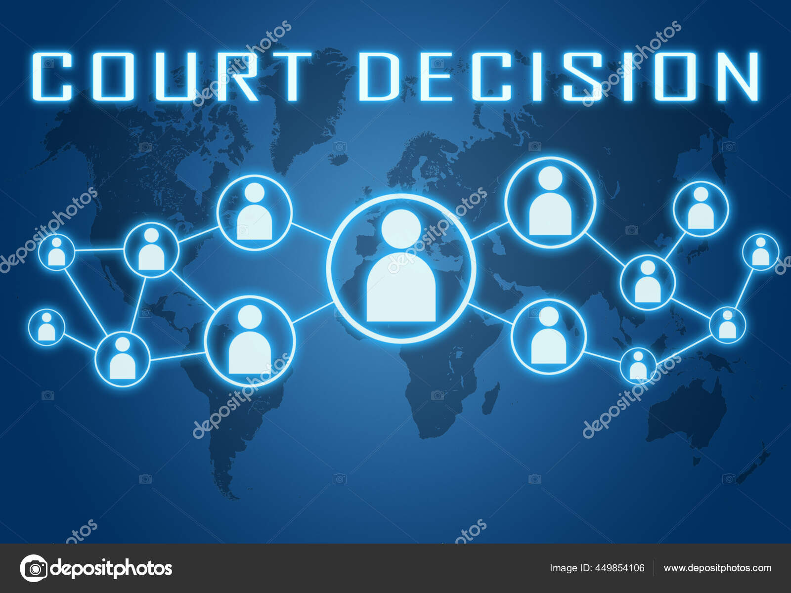 Court Decision Text Concept Blue Background World Map Social Icons ...