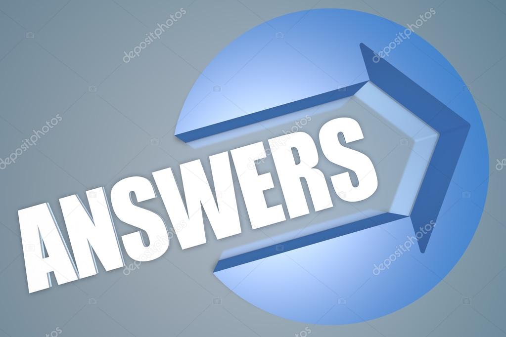 Answers - text 3d render illustration concept with a arrow in a circle ...