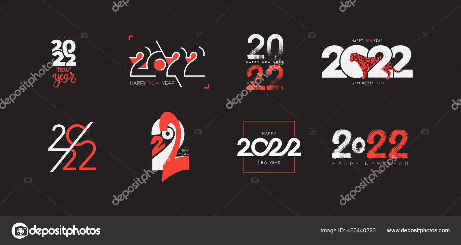 Big Collection 2022 Happy New Year Logo Design 2022 Number Stock Vector ...