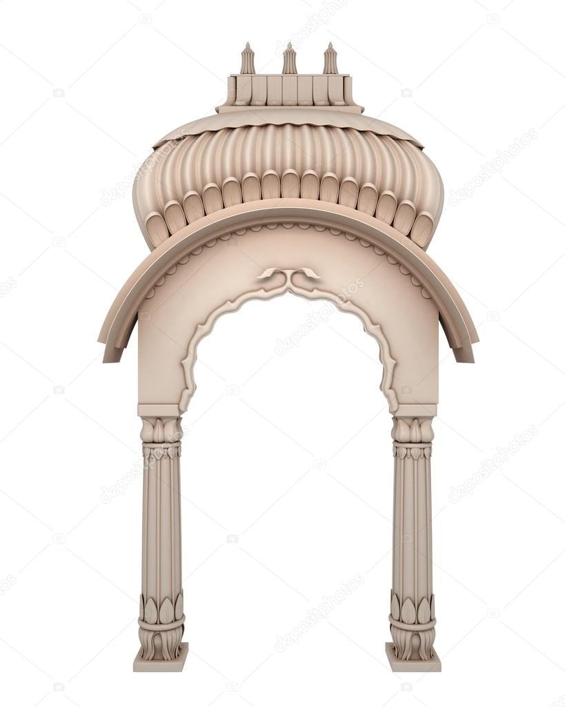 Traditional Indian Column Arc Isolated on White — Stock Photo ...