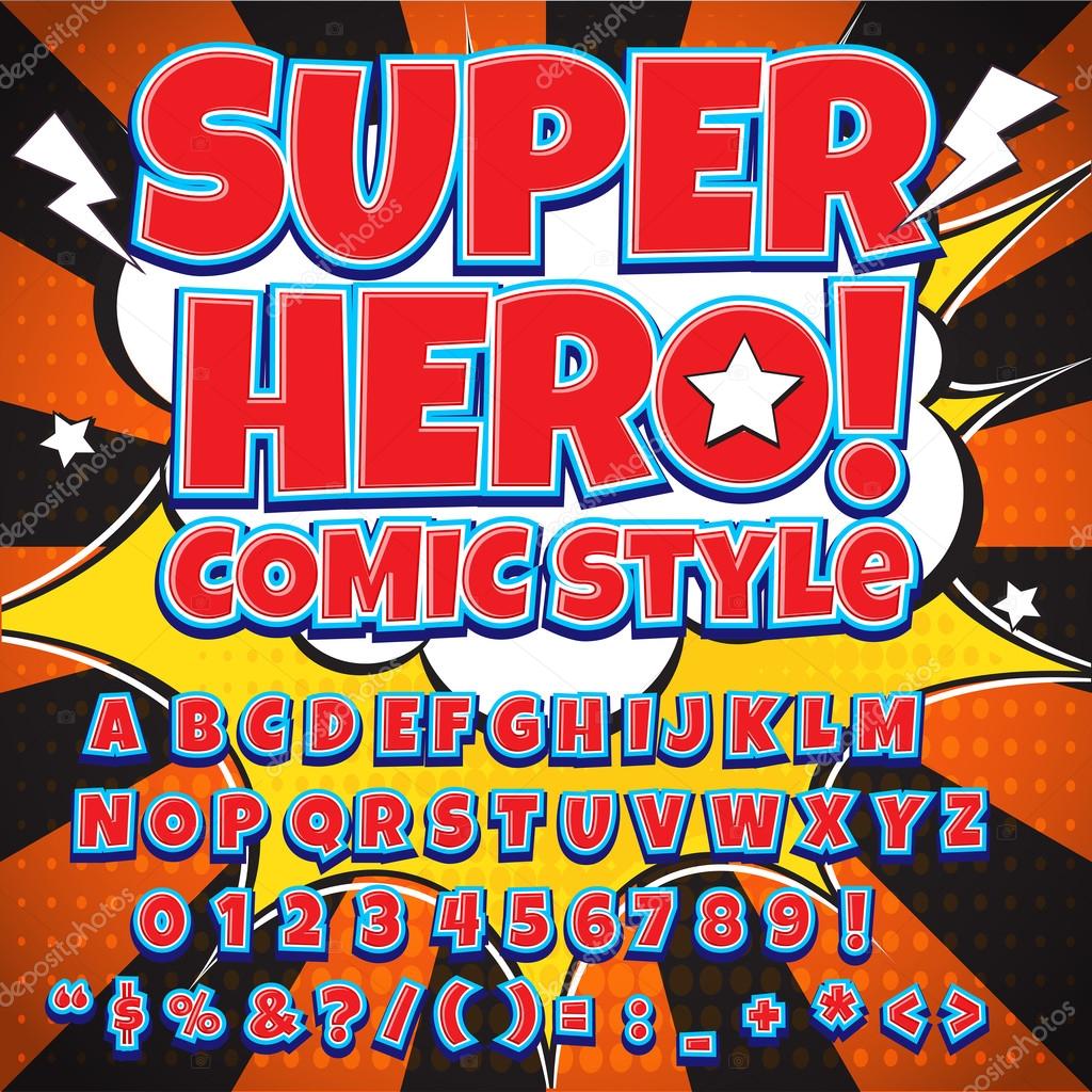 Fonte de bande dessinée créative haute précision. Alphabet dans le ...