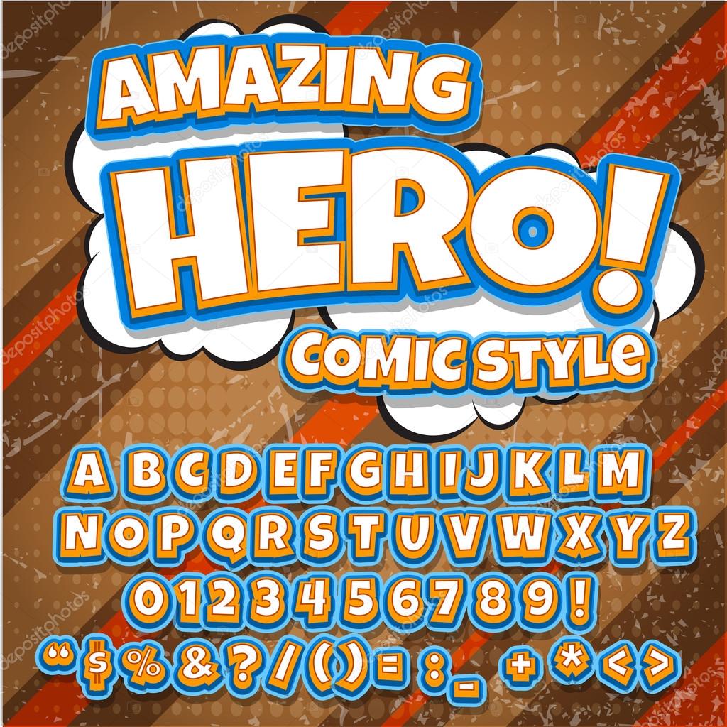 Creative high detail comic font. hero style of comics, pop art Letters ...