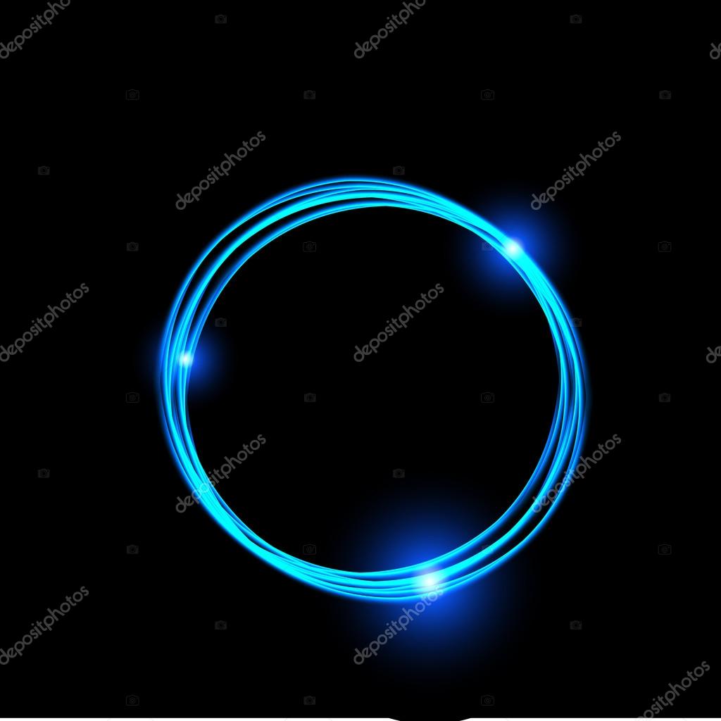 Energy frame. Shining circle banner. Magic light neon energy circle ...