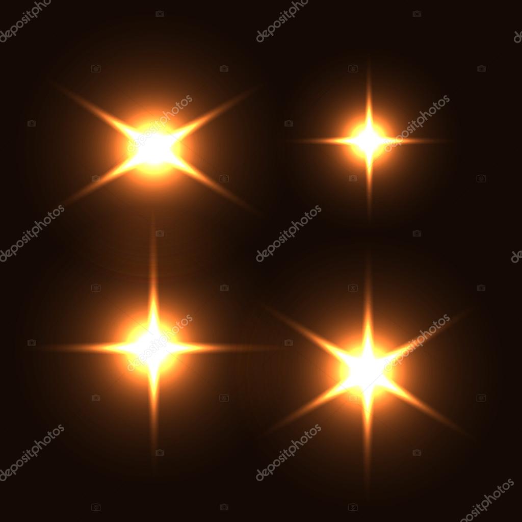 Realistic light glare sparkle, highlight set. Collection of beautiful ...