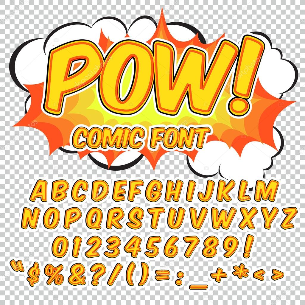 Fuente de cómic creativa de alto detalle. Alfabeto en estilo de cómics ...