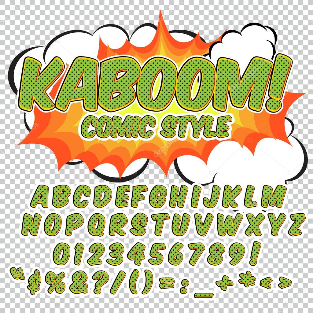 Fuente de cómic creativa de alto detalle. Alfabeto en estilo de cómics ...