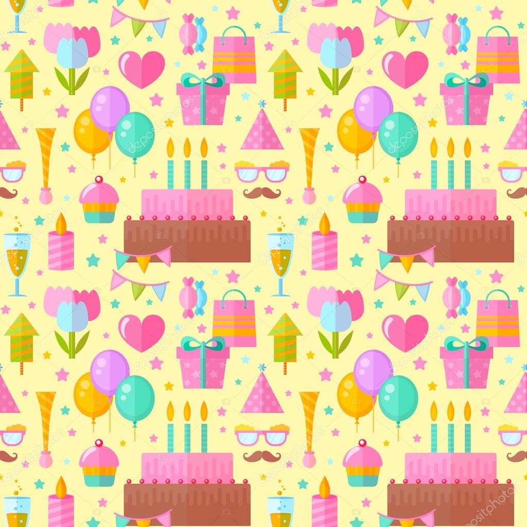 Festive birthday seamless pattern Stock Vector Image by ©Yuzach #101576652