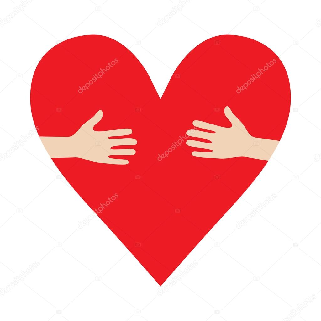 Heart In Hands hug vector donation encourage illustration — Stock ...