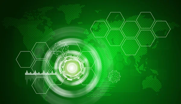 Glow circles, hexagons and world map - Stock Image - Everypixel