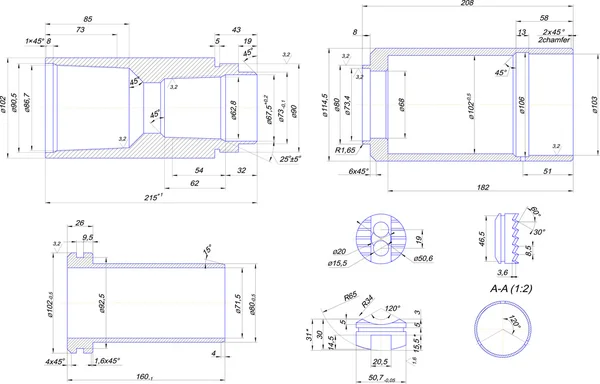 Engineering drawing of steel bush - Stock Image - Everypixel