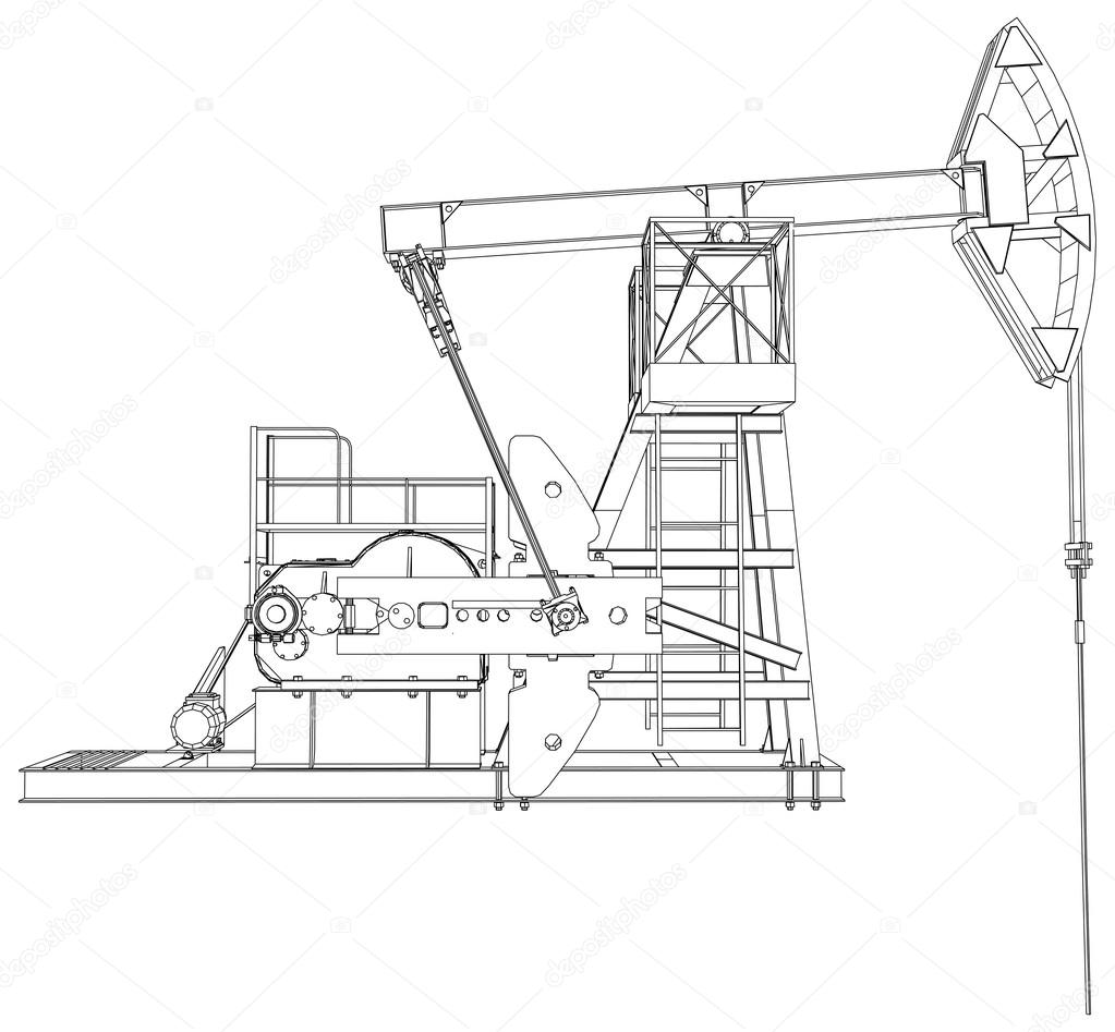 Oil pump jack. Vector rendering of 3d — Stock Vector © cherezoff #67811691