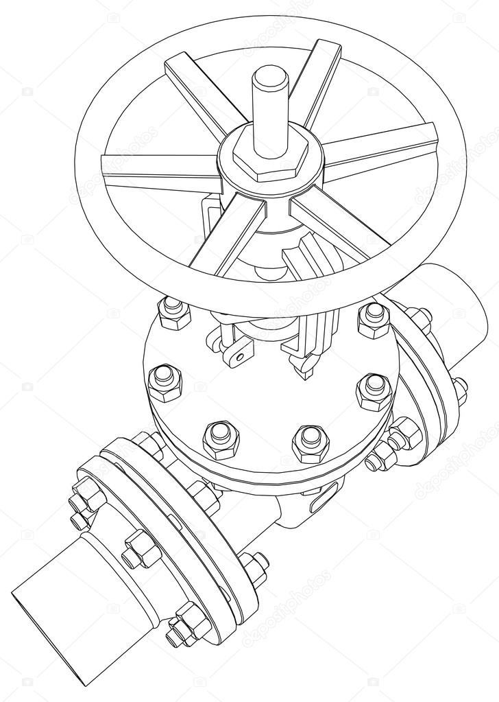 Industrial valve. Vector rendering of 3d Stock Vector Image by ...