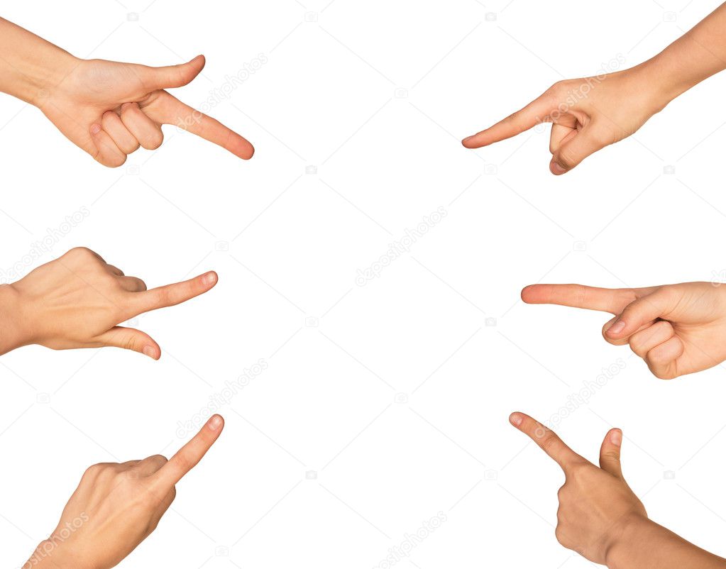 Several pointing hands Stock Photo by ©cherezoff 77506458