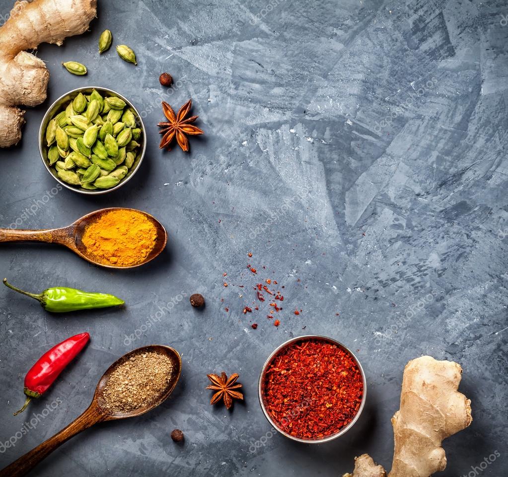 Various Spices on grunge background Stock Photo by ©byheaven 87823006