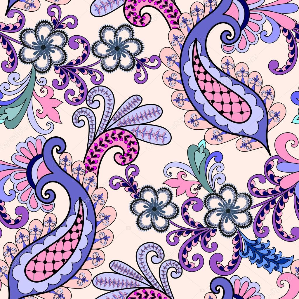 Seamless paisley pattern in pink lilac tones Stock Vector by ©rait 80011206
