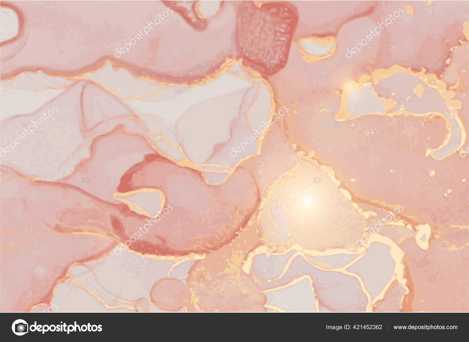Rosa polvorienta y piedra de oro textura de cuarzo de mármol Vector de ...