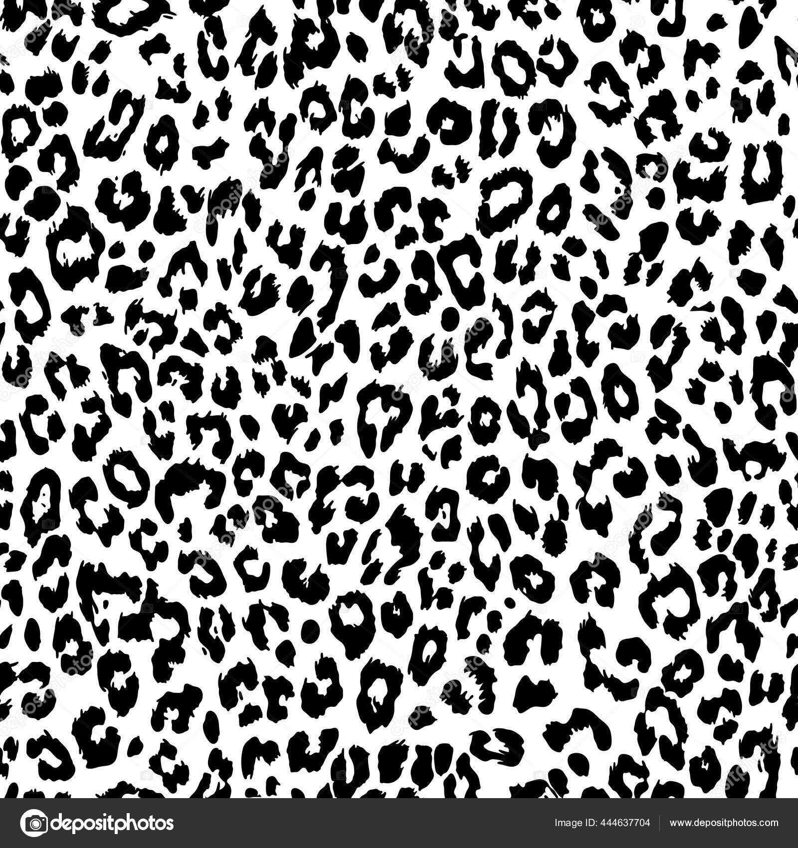 Vector Seamless Pattern Leopard Black White Skin Texture Stock Vector ...